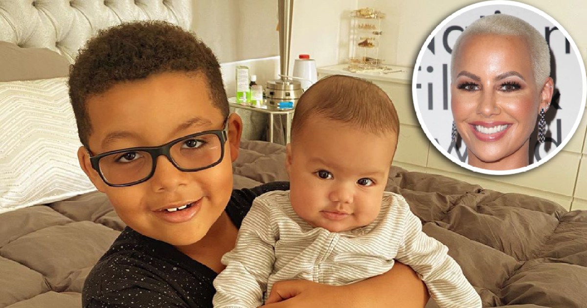 Amber Rose's Son Sebastian Enjoys Baby Brother Slash's Funny Faces